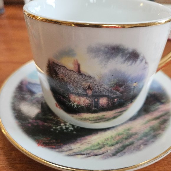 Kitchen | Thomas Kinkade Moonlight Cottage Cup And Saucer | Poshmark
